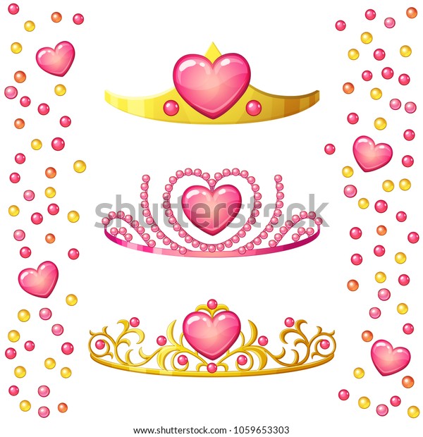 Princess Crowns Heart Gem Isolated On Stock Vector (Royalty Free ...