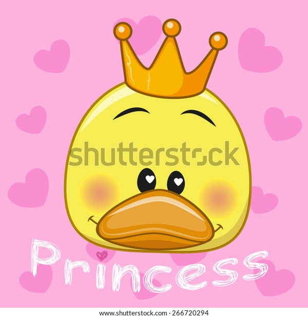Princess Duck Hearts On Pink Background Stock Vector (Royalty Free ...