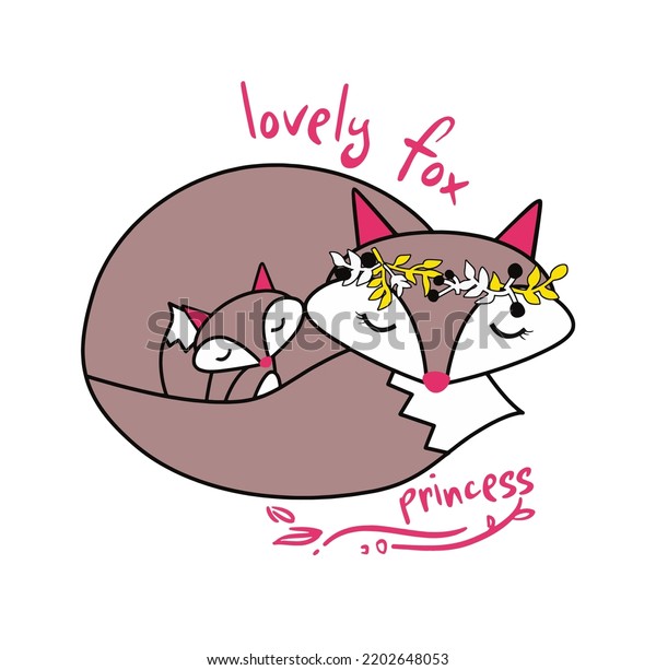 Princess Fox Love Design Print Stock Vector (Royalty Free) 2202648053 ...