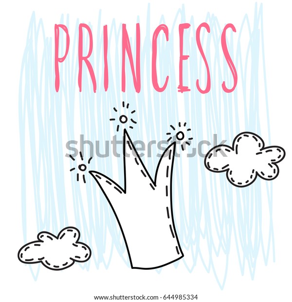 Princess Handwritten Lettering Hand Drawn Doodle Stock Vector (Royalty ...