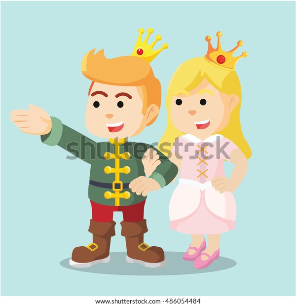 Princess Holding Hand Prince Stock Vector (Royalty Free) 486054484 ...