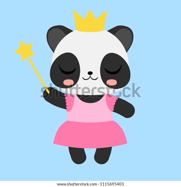 Princess Panda Cartoon Illustration Flat Style Stock Vector (Royalty ...