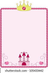 Princess Pink Frame Crown Castle Stock Vector (Royalty Free) 105433442 ...
