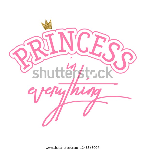 Princess Typography Print T Shirt Original Stok Vektör (Telifsiz ...