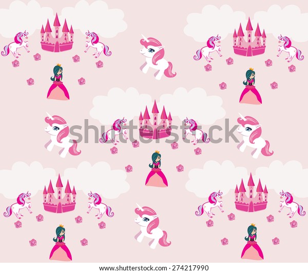 Princess Unicorn Castle Background Stock Vector (Royalty Free ...
