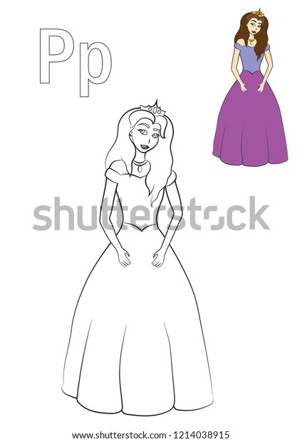 Princess Vector Coloring Book Page Word Stock Vector (Royalty Free ...