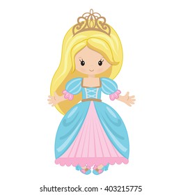 Pretty Blonde Princess Vector Cartoon Illustration: เวกเตอร์สต็อก (ปลอด ...