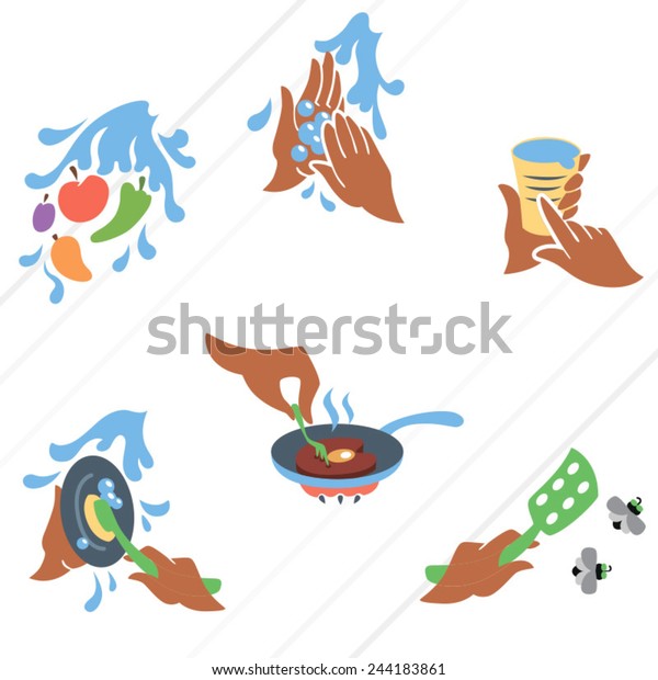 Principles Food Hygiene Set One Solid Stock Vector (Royalty Free) 244183861