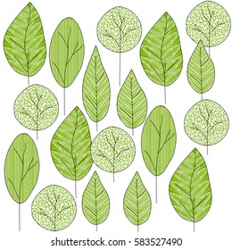 Print Background Set Leaf Contour Texture Stock Vector (Royalty Free ...