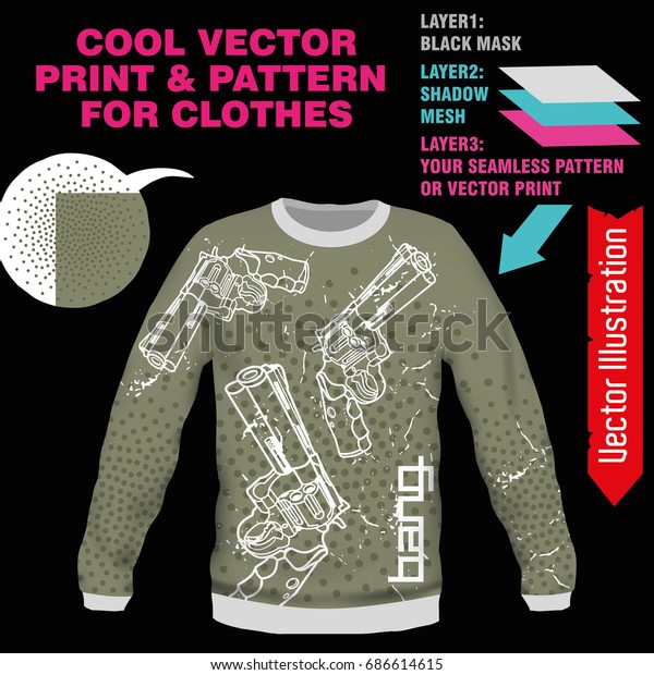 Print Guns Revolvers Vector Layout Sublimation: เวกเตอร์สต็อก (ปลอดค่า ...