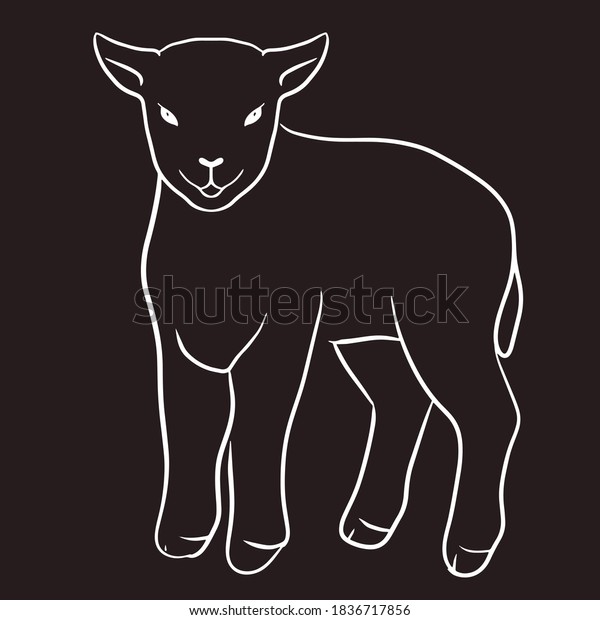 Print Hand Drawn Lamb Line Vector Stock Vector (Royalty Free ...