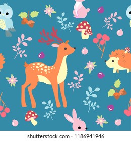 Print Seamless Cute Animal Pattern Stock Vector (Royalty Free ...