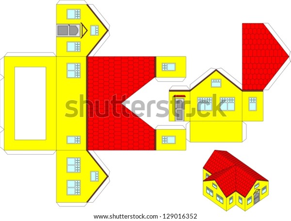 Printable 3d paper craft of a house