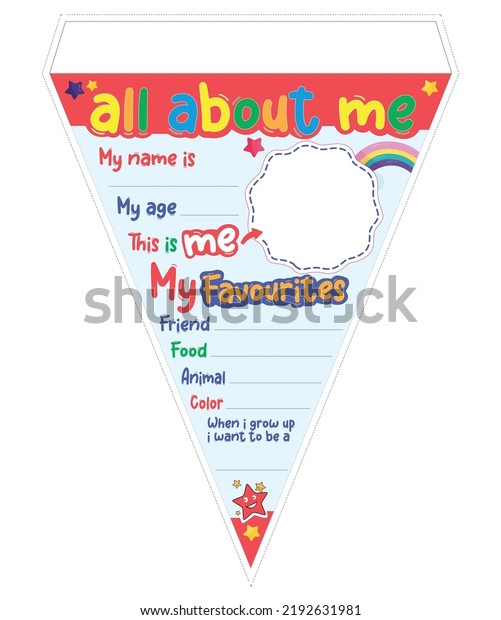 Vektor Stok Printable All About Me Pennant (Tanpa Royalti) 2192631981 ...