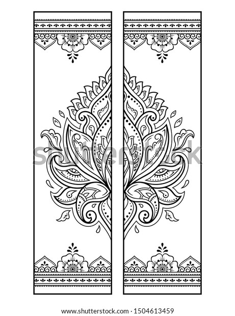 Printable Bookmark Coloring Set Black White: เวกเตอร์สต็อก (ปลอดค่า ...
