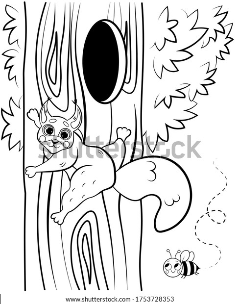 Printable Coloring Page Outline Cute Cartoon स्टॉक वेक्टर (रॉयल्टी ...