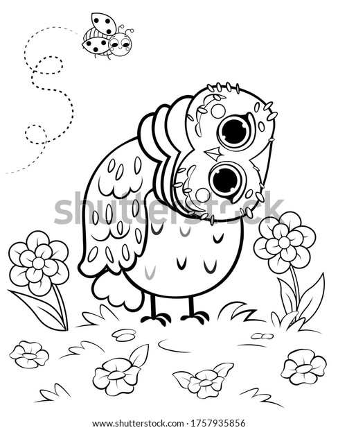Printable Coloring Page Outline Cute Cartoon Stock Vector (Royalty Free ...