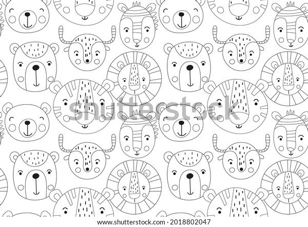 Printable Coloring Pages Kids Seamless Pattern Stock Vector (Royalty ...