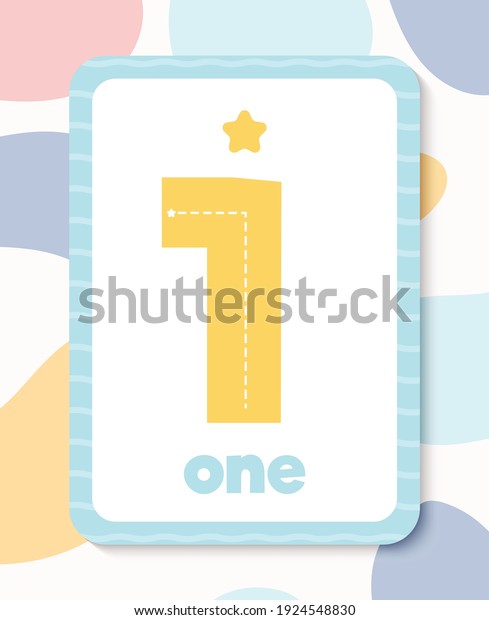 Printable Colourful Educational Number Flashcard Vector Stock Vector ...