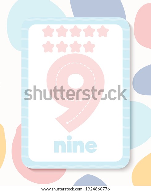 Printable Colourful Educational Number Flashcard Vector Stock Vector ...