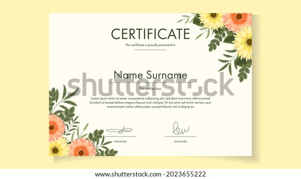 Printable Editable Floral Certificate Template Beautiful Stock Vector (Royalty Free) 2023655222 ...