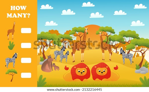 Printable Educational Worksheet Kids How Many Stock Vector (Royalty ...
