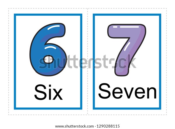 Printable Flash Card Collection Numbers Their 库存矢量图（免版税）1290288115 ...
