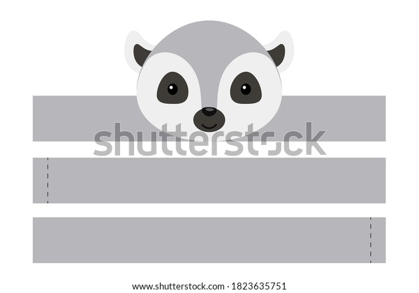 Printable Lemur Paper Hat Party Crown Stock Vector (Royalty Free ...