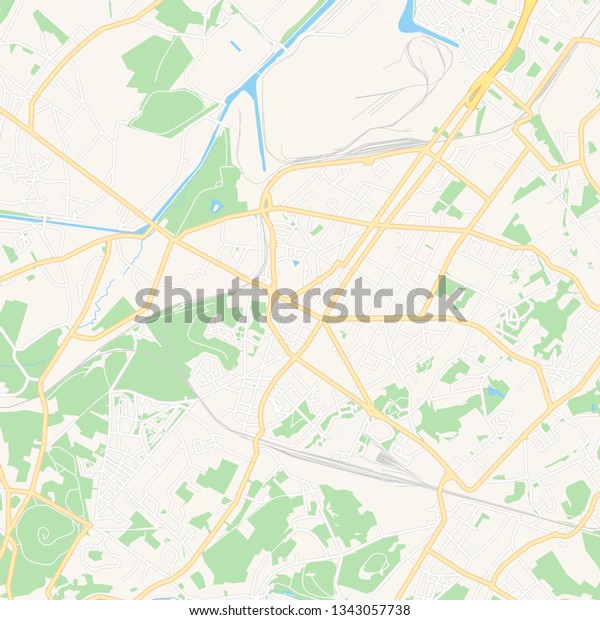 Printable Map La Louviere Belgium Main Stock Vector (Royalty Free ...