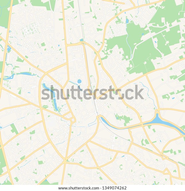 Printable Map Roeselare Belgium Main Secondary Stock Vector (Royalty ...