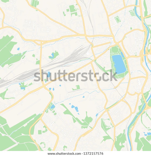 Printable Map Zwickau Germany Main Secondary: เวกเตอร์สต็อก (ปลอดค่า ...