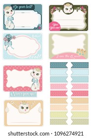 Printable Notebook Labelscute Cat: เวกเตอร์สต็อก (ปลอดค่าลิขสิทธิ์ ...