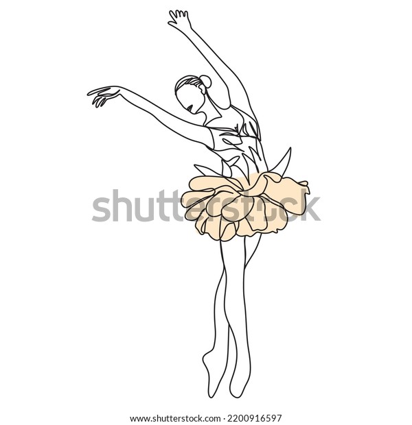 Printable One Line Ballerina Drawing Black Stock Vector (Royalty Free ...