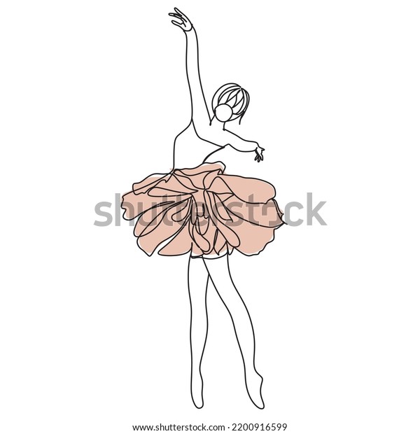 Printable One Line Ballerina Drawing Black Stock Vector (Royalty Free ...