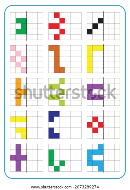 Printable Picture Reflection Educational Game Toddlers Stock Vector ...
