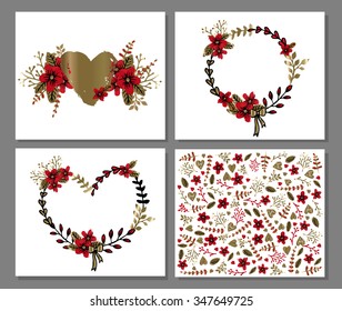 Printable Romantic Love Card Template Flowers Stock Vector (Royalty ...