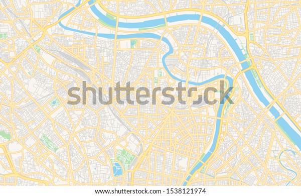 Printable Street Map Arakawa Prefecture Tokyo Stock Vector (Royalty ...