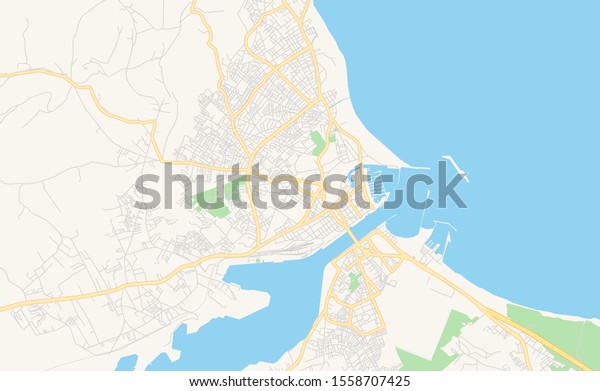Printable Street Map Bizerte Tunisia Map Stock Vector (Royalty Free ...