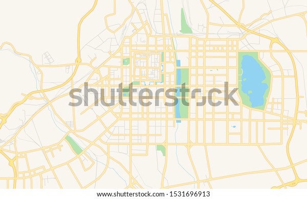Printable Street Map Datong Province Shanxi Stock Vector (Royalty Free ...