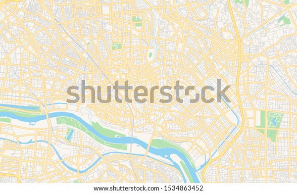 Printable Street Map Kawaguchi Prefecture Saitama Stock Vector (Royalty ...