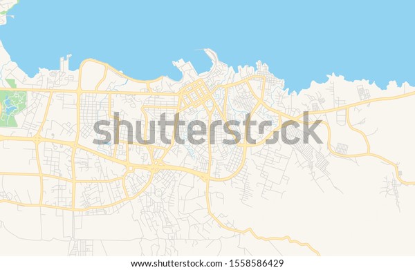 Printable Street Map Malabo Equatorial Guinea Stock Vector (Royalty ...