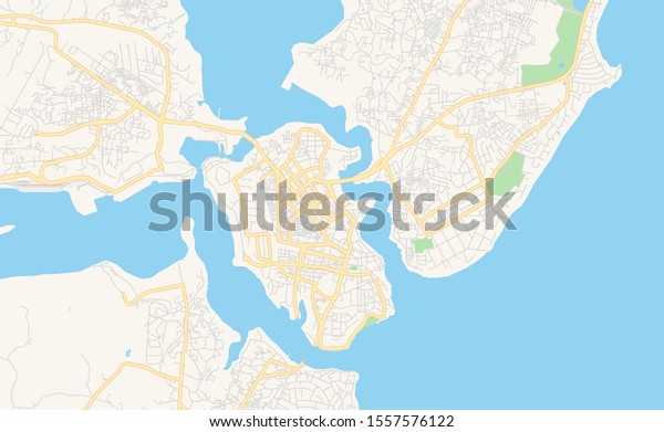 Printable Street Map Mombasa Kenya Map: immagine vettoriale stock ...