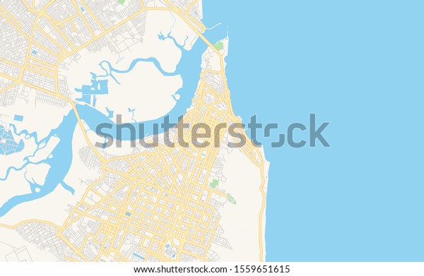 Printable Street Map Natal Brazil Map Stock Vector (Royalty Free ...