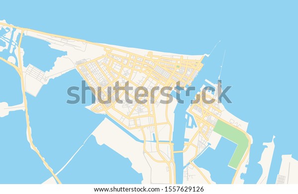 Printable street map of Port Said, Egypt. Map template for business use.