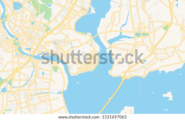 Printable Street Map Quanzhou Province Fujian Stock Vector (Royalty ...