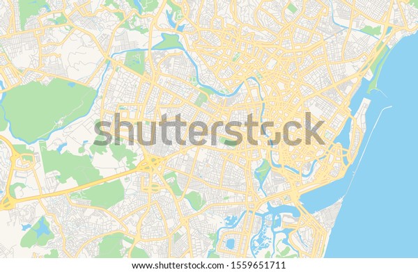 Printable Street Map Recife Brazil Map Stock Vector (Royalty Free ...