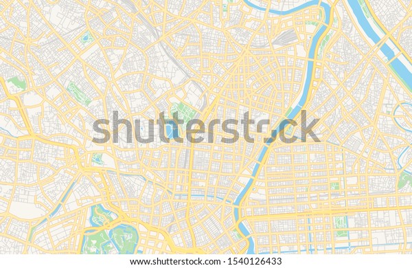 Printable Street Map Taito Prefecture Tokyo: เวกเตอร์สต็อก (ปลอดค่า ...