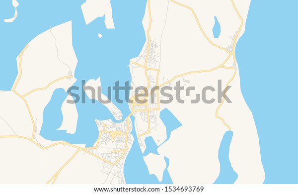 Printable Street Map Tual Province Maluku Stock Vector (Royalty Free ...