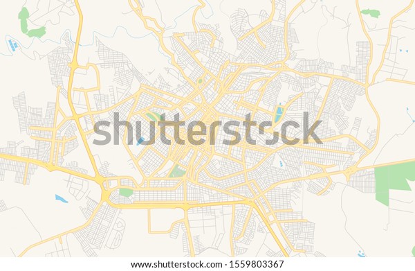 Printable Street Map Uberaba Brazil Map Stock Vector (Royalty Free ...
