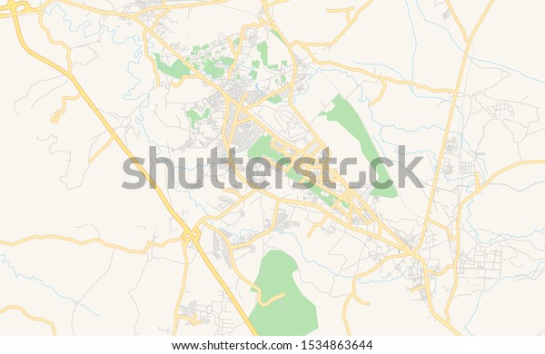 Printable Street Map Wah Cantonment Province Stock Vector (Royalty Free ...